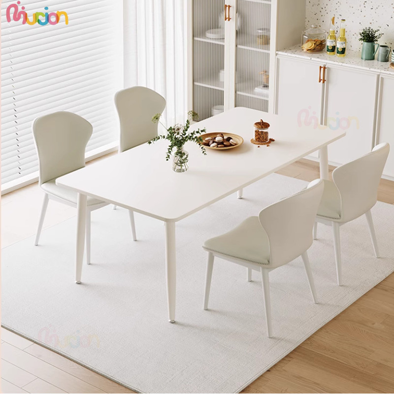 YQX Sintered Stone Light Modern Solid Color Dining Tables And Chairs ...