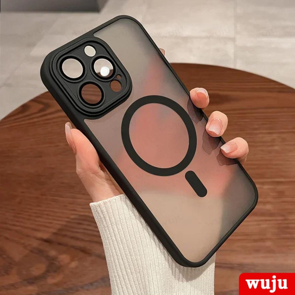 WUJU Luxury Matte Magnetic Wireless Charging Case Compatible For iPhone 16 15 14 13 12 11 Pro ...