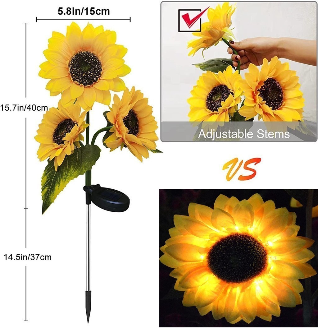 Solar Sunflower LED Garden Lights Outdoor Waterproof for Home Garden ...