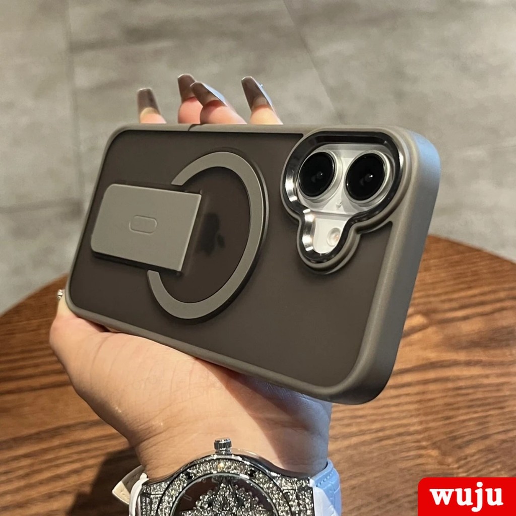 WUJU Stylish stand matte magnetic wireless Case Compatible For iPhone 16 15 14 13 12 11 Pro Max ...