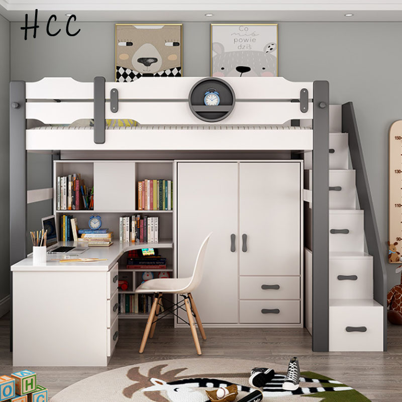 Loft Bed Nordic Multifunctional Combination Bed High And Low Bed With ...
