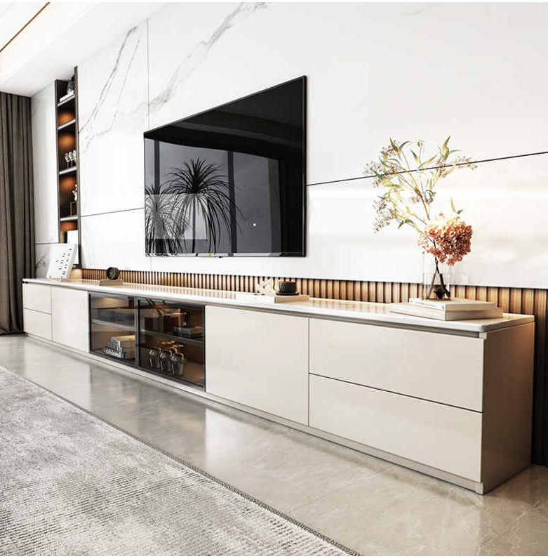 Rock Slab TV Cabinet Floor-Standing Type TV Cabinet Integrated Storage ...