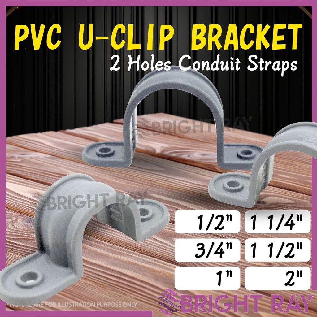 SY U-Pipe Clip PVC Pipe Straps Two Hole Plastic Pipe Clamps Conduit ...