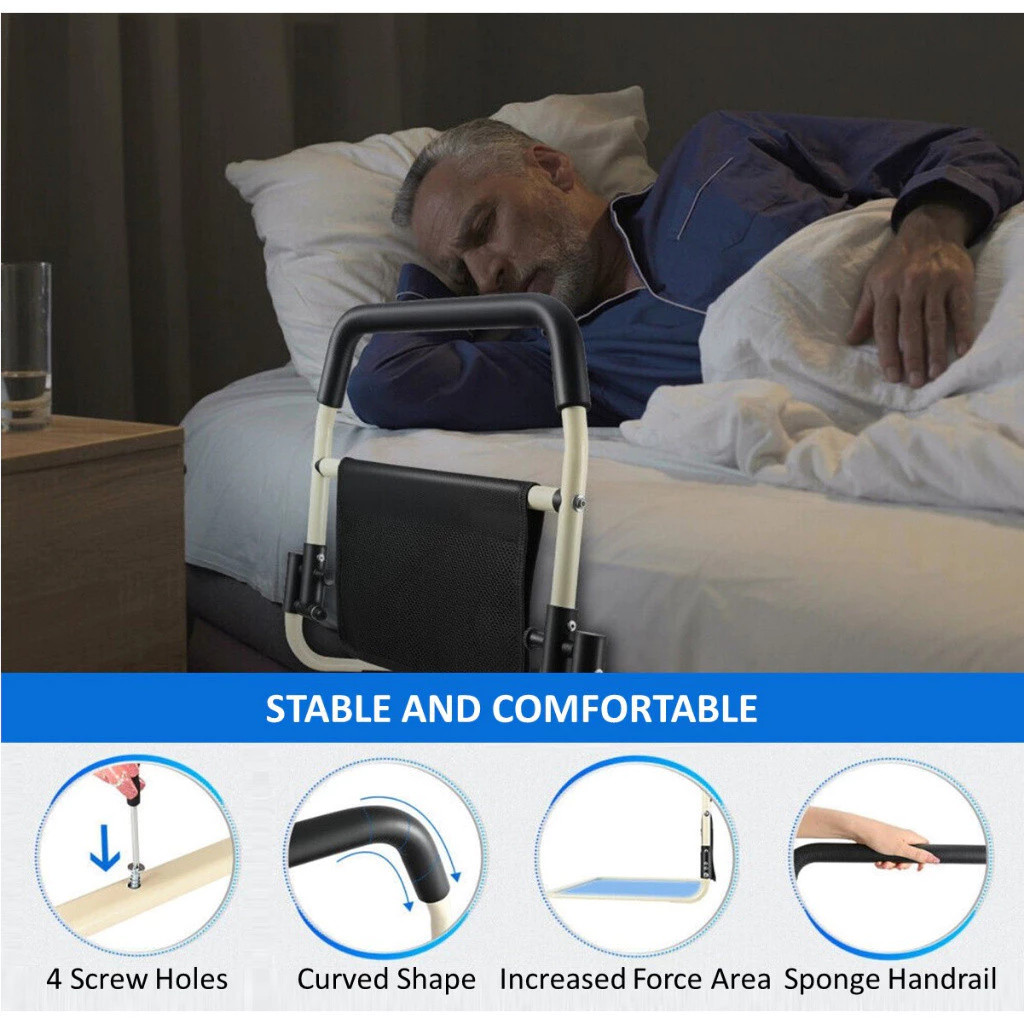 【SG Seller 🚚】Safety Bed Rail Foldable Bedside Handrail Height-Adjust ...