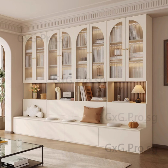 Book Shelf Solid Wood Booth Bookcase Integrated Wall Cabinet Storage ...