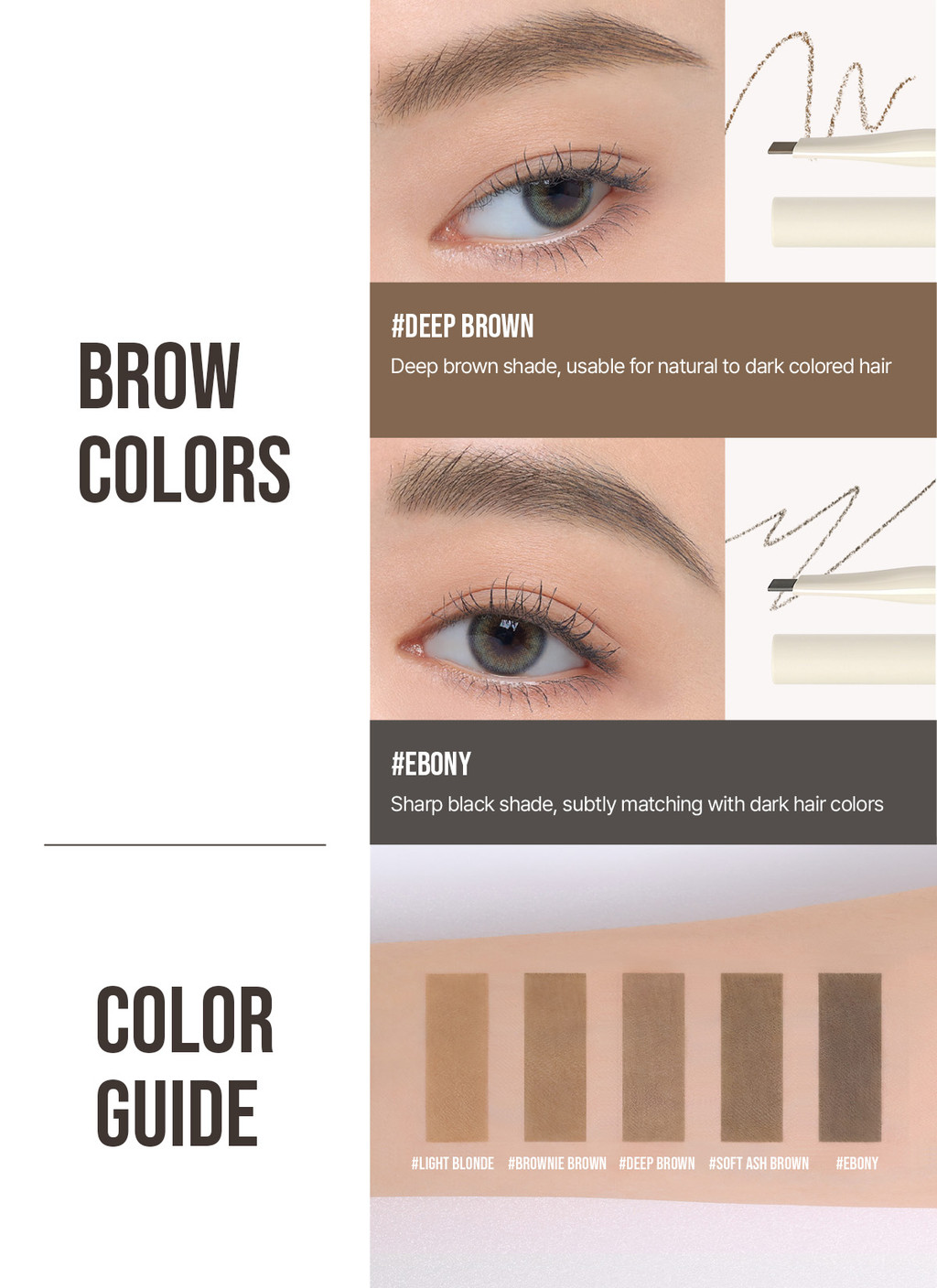 3CE Easy Brow Designing Pencil, Brow pencil matte and soft texture ...