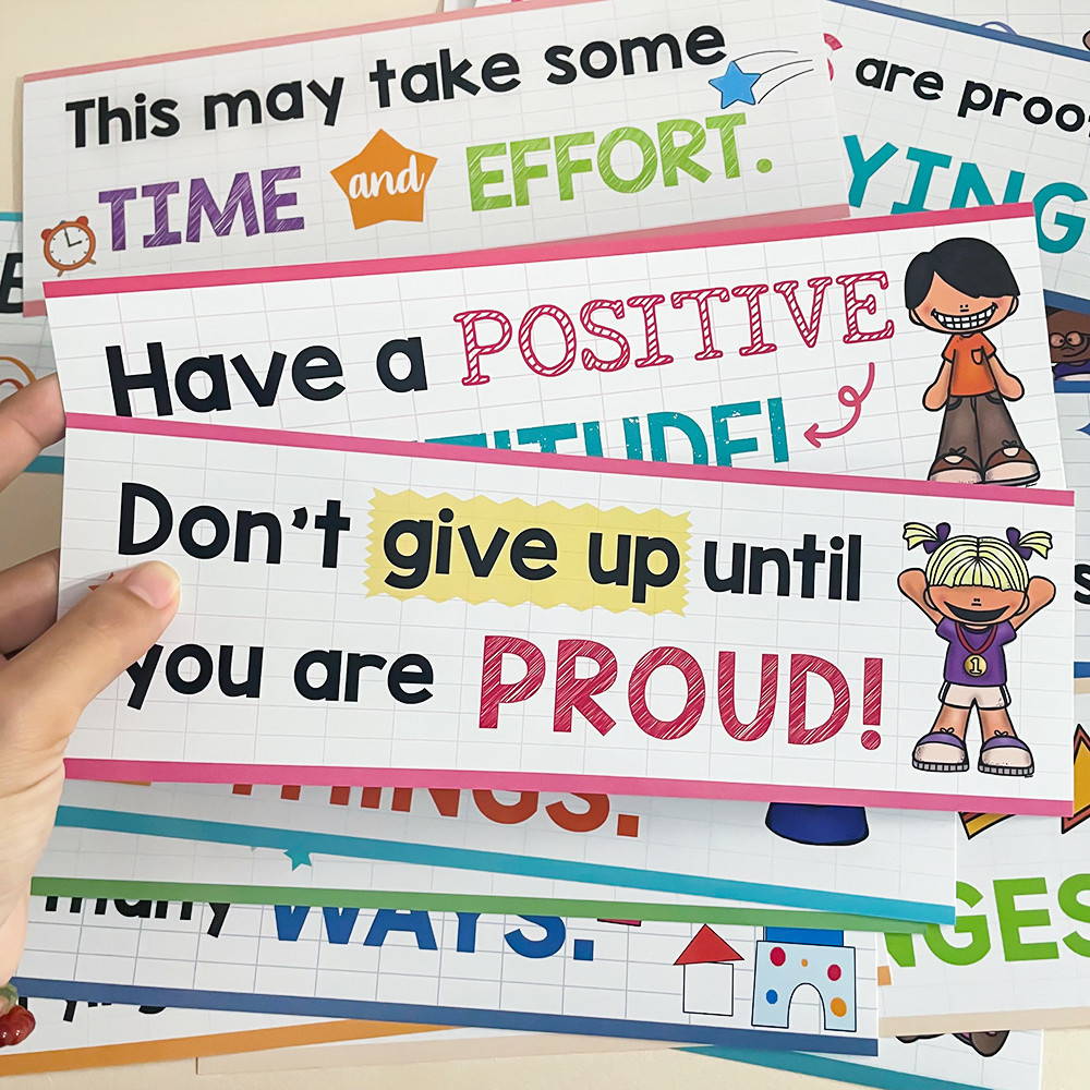 16 Pcs Classroom Growth Mindset English Posters for Kids Homeschool ...