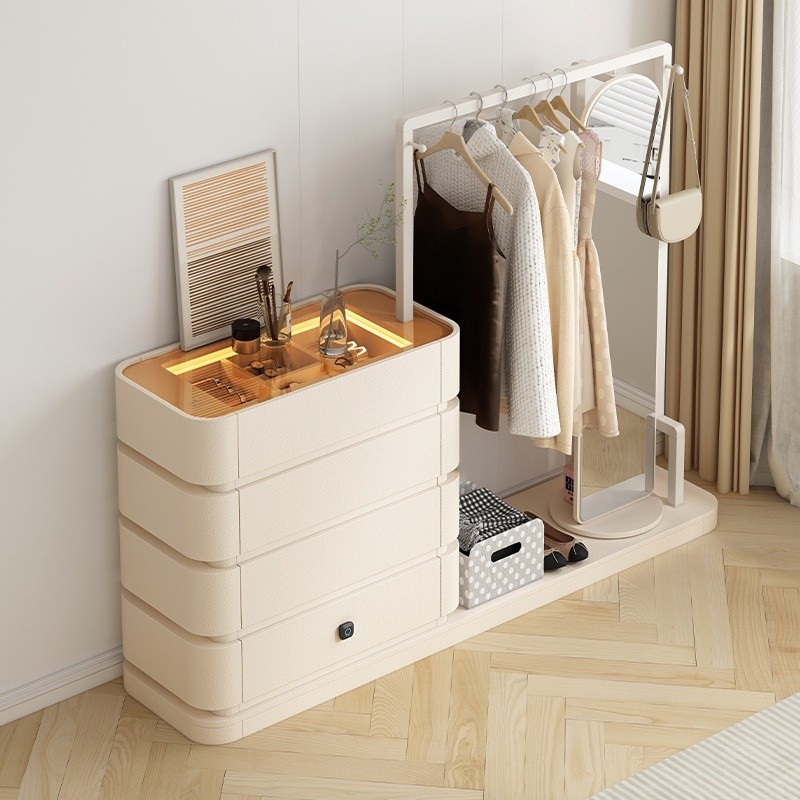 Cream Style Clothes Rack Deluxe Combination Bedroom Storage Cabinet ...