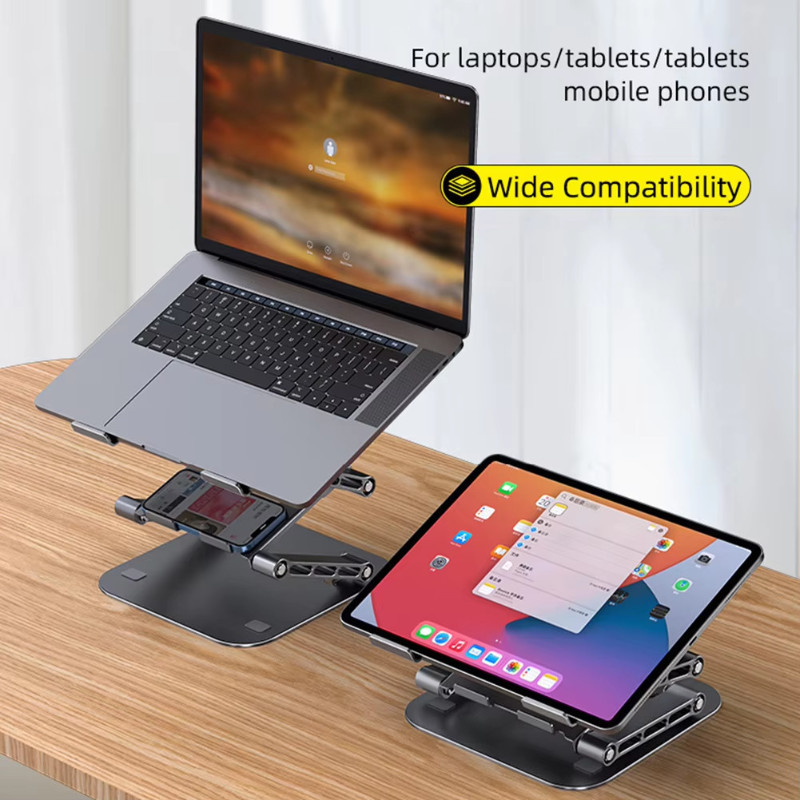 SG - Upgrade 3 Layers Laptop Stand Foldable Metal Computer Stand ...