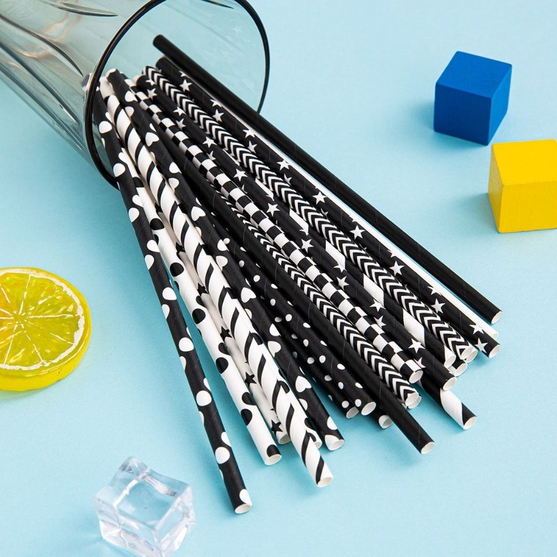 Ins Style Disposable Biodegradable Paper Straws Creative Party Dessert ...