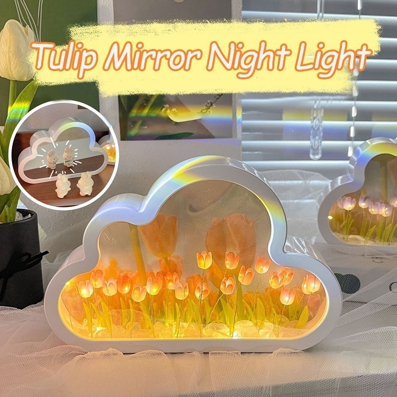 (24H) INS Tulip Night Light Creative Bedside Tulip Lamp Handmade Tulip Desktop Ornament ...