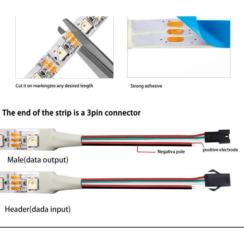 IP30/65/67 1M 30/60/74/96/144 Leds DC5V WS2812B Led Strip Smart 5050 ...