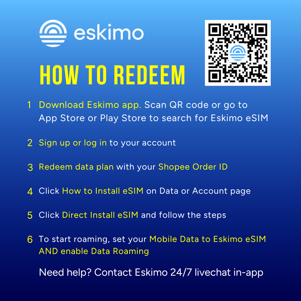 Eskimo Malaysia eSIM Data Plan (10GB and 5GB) - How to Redeem in ...
