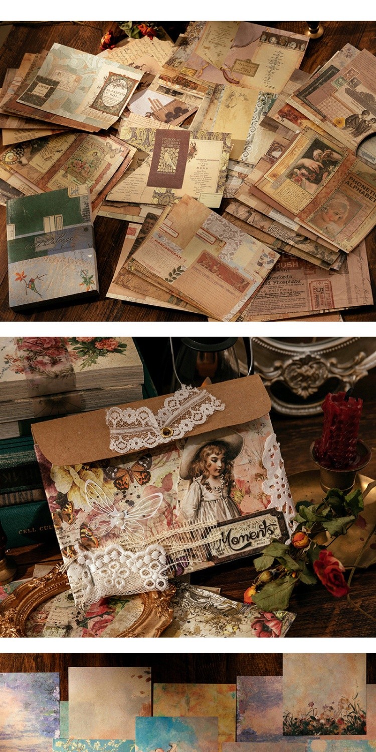 100PCS/set Vintage scrapbook papers Material paper [Ren Jian Zhao Mu ...