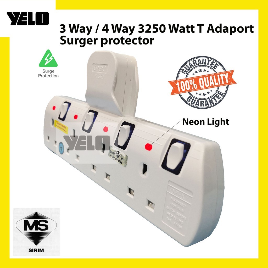 in stock 3 Way / 4way T-Adaport 3pin Socket Extension Socket Extention ...