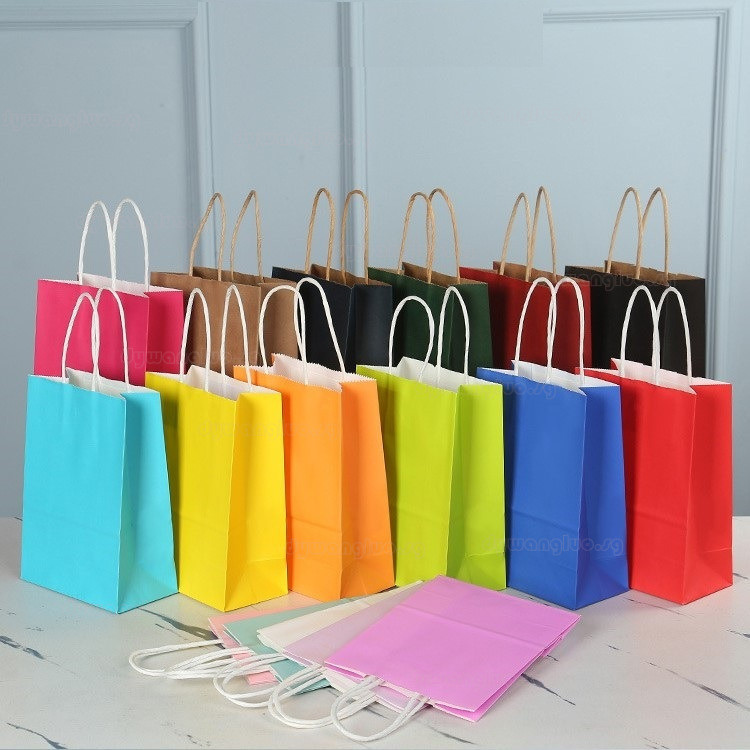 Kraft Paper Bag Gift Bag Colours with Handles Birthday Party Goodie Bag ...