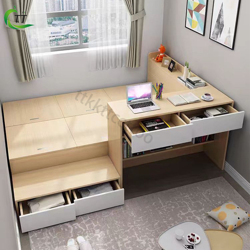 TTKK Bed Frame Small Household Tatami Desk Footrest Bedroom Furniture ...