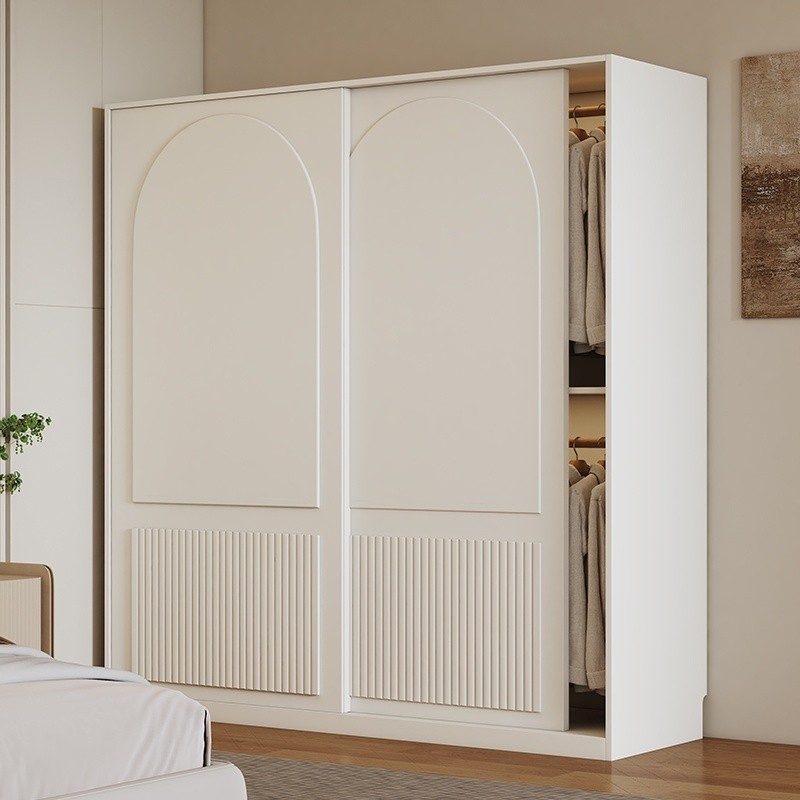 Wardrobe Cream Wind Sliding Wardrobe Modern Minimalist Cabinet Home ...