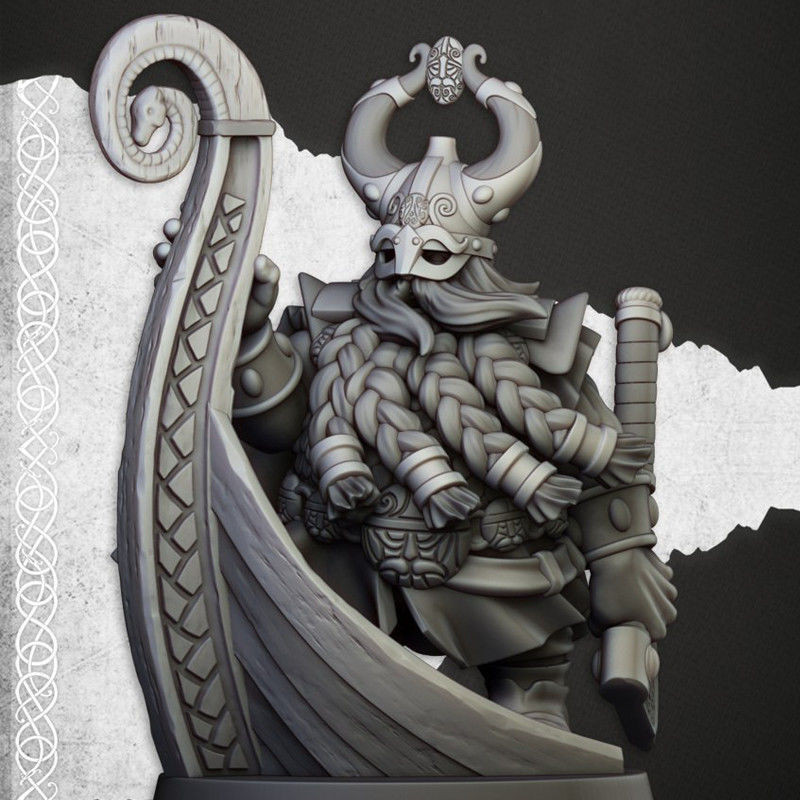 Dwarf Captain Viking GK White Model 3D Printing Resin Model Figure ...