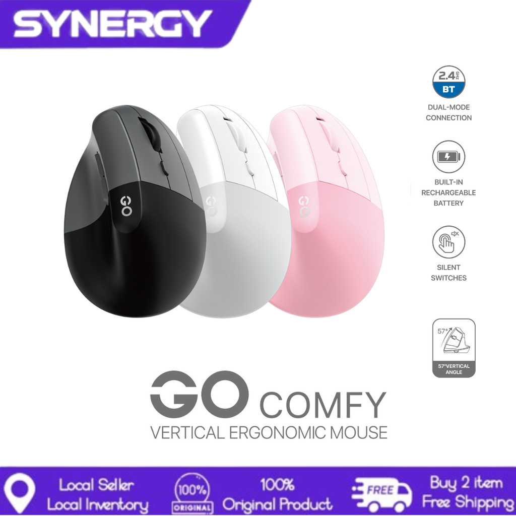 Fantech GO COMFY W195 – Silent‐Click Vertical Ergonomic Wireless Mouse | Shopee Singapore