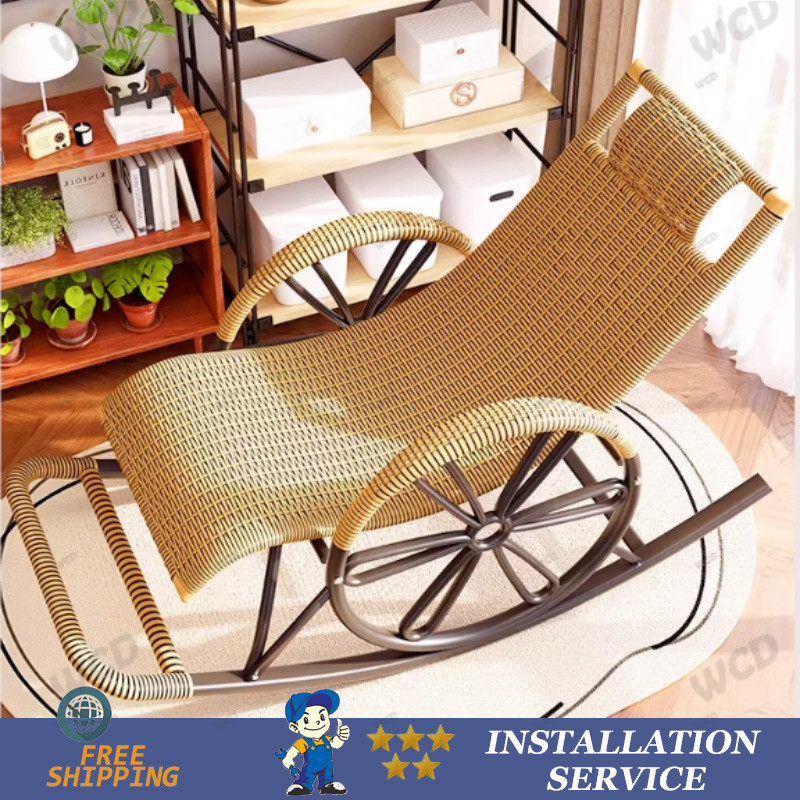 WWCD Lazy Recliner Lunch Break Folding Chair Balcony Leisure Rattan ...