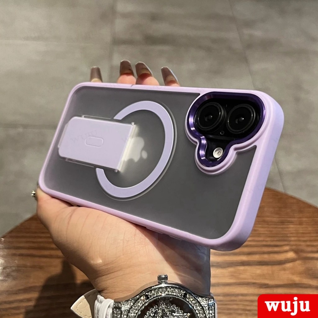 WUJU Stylish stand matte magnetic wireless Case Compatible For iPhone 16 15 14 13 12 11 Pro Max ...