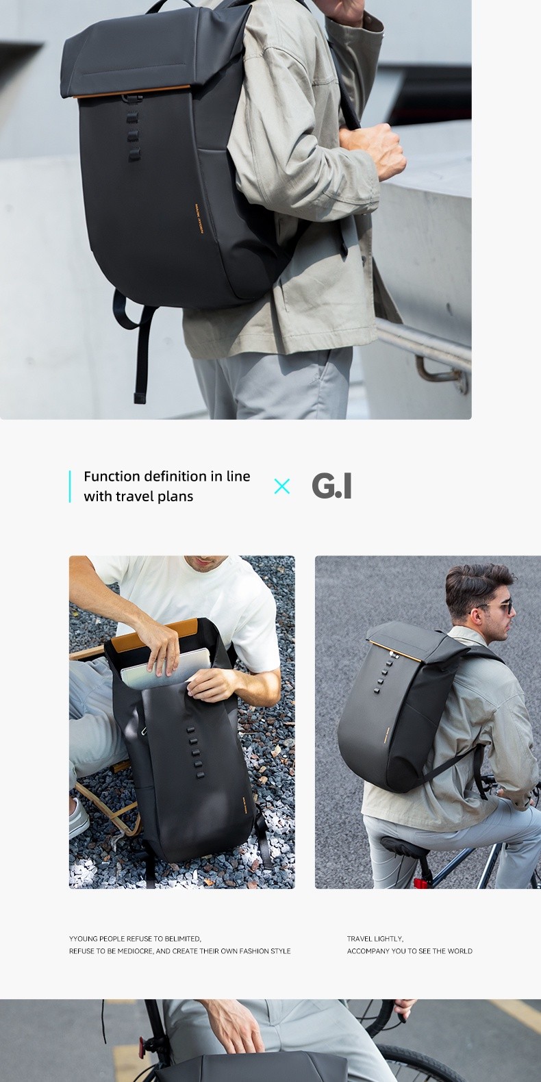Mark Ryden Outdoor Backpack splash proof Laptop Bag Foldable Men's Bag ...