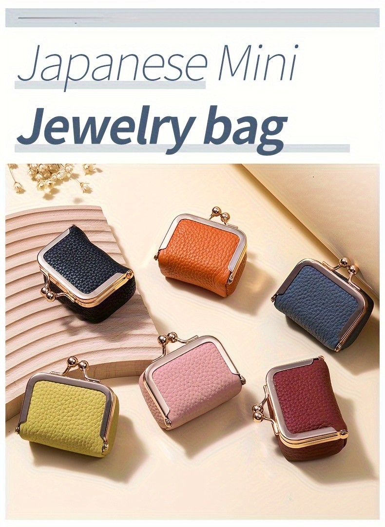 1pc Genuine Leather Mini Coin Purse Compact Vintage Style Pouch Ladies ...