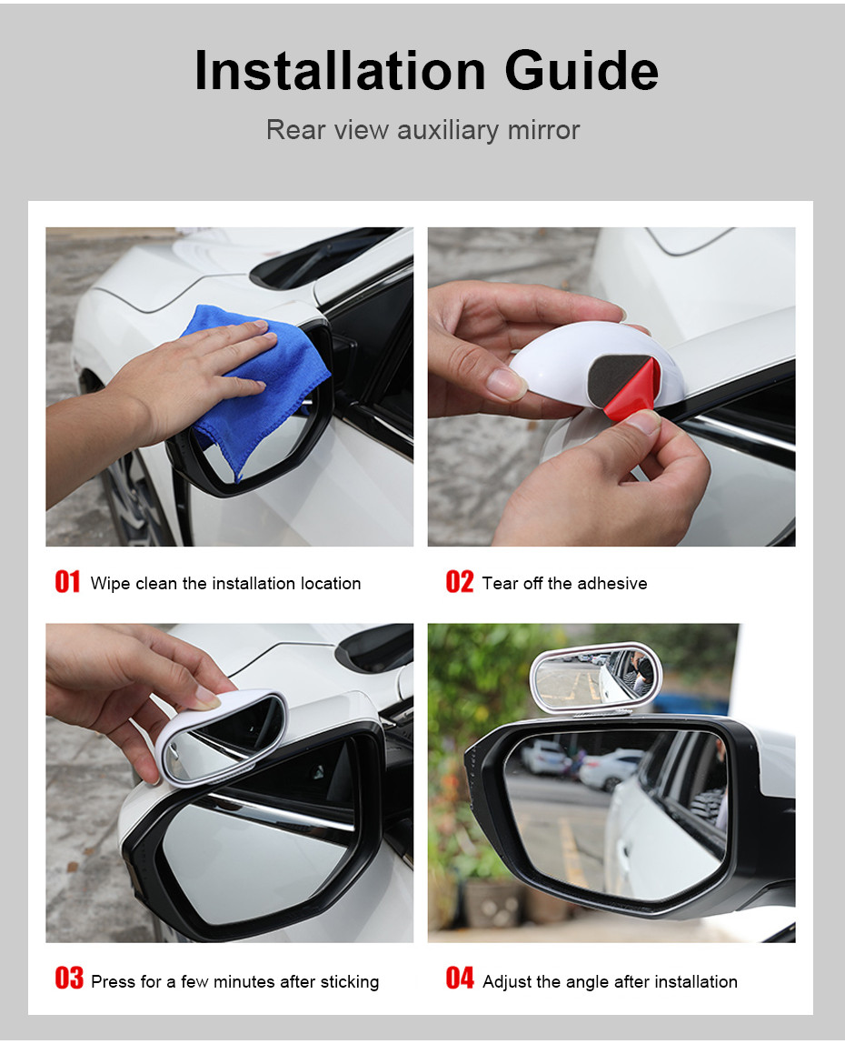 Car Side Rearview Mirror Blind Spot Mirror 360 ° Adjustable Wide-angle ...