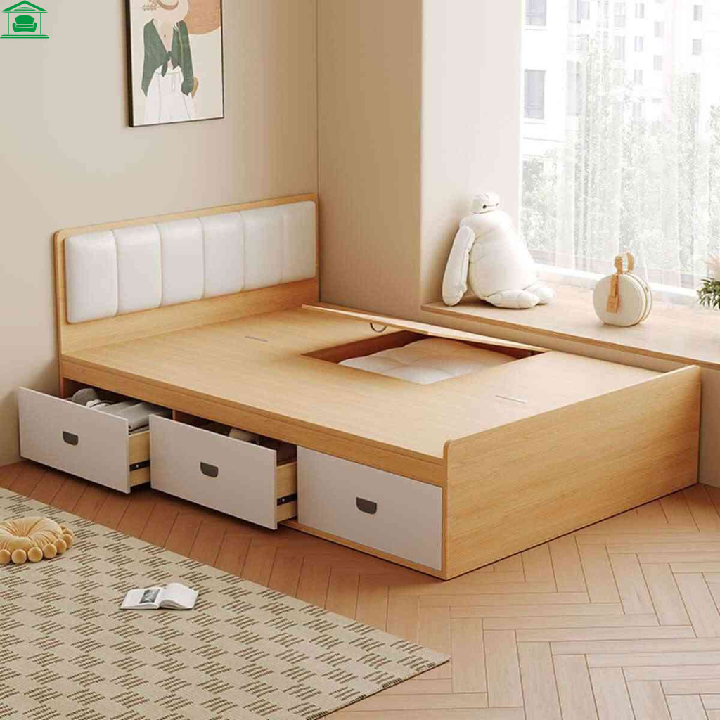 BK Solid Wood Tatami Double Modern Simple Storage Single Bed Small ...