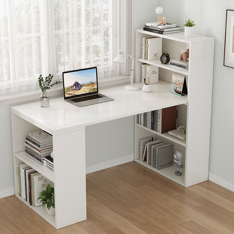 Solid Wood Desk Corner Bedroom Bookshelf Combination Computer Desk ...