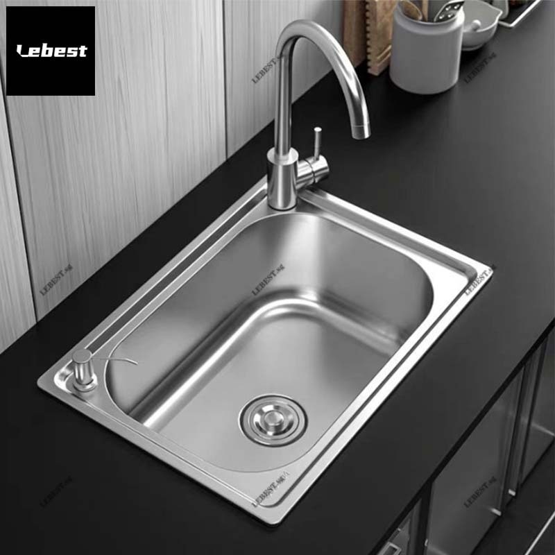 L·T Kitchen Sink SUS304 Thickened Small Single Trough Brushed Basin ...