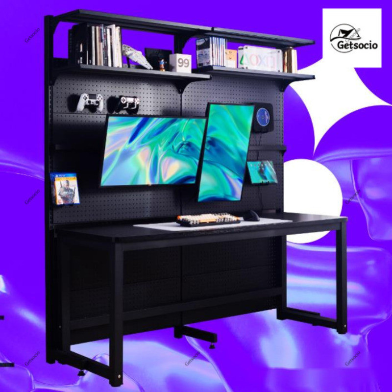 G·T Pegboard Storage Rack Computer Table Desk Bookshelf Gaming Room ...