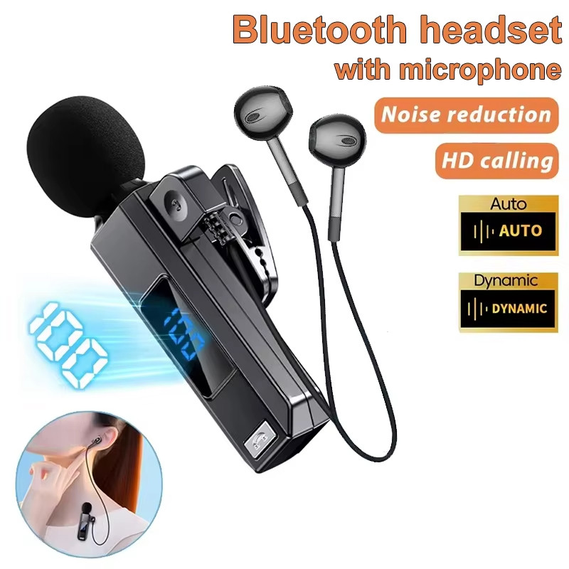 Wireless Bluetooth Headset With Microphone Neck Clip Headset Noise ...