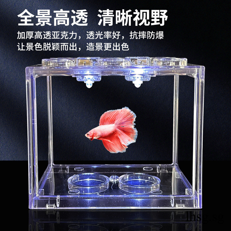 LHSG Acrylic Fish Tank Desktop Small Ultra White Bucket Fish Tank ...