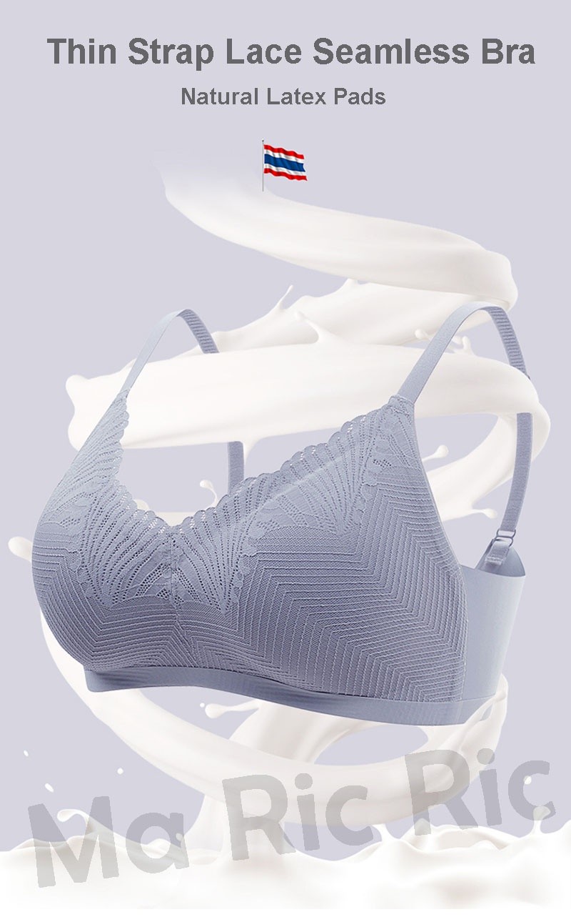 (SG InStock) Ma Ric Ric Thin Strap Lace Seamless Latex Bra. Many Design (Wireless. Seamless ...