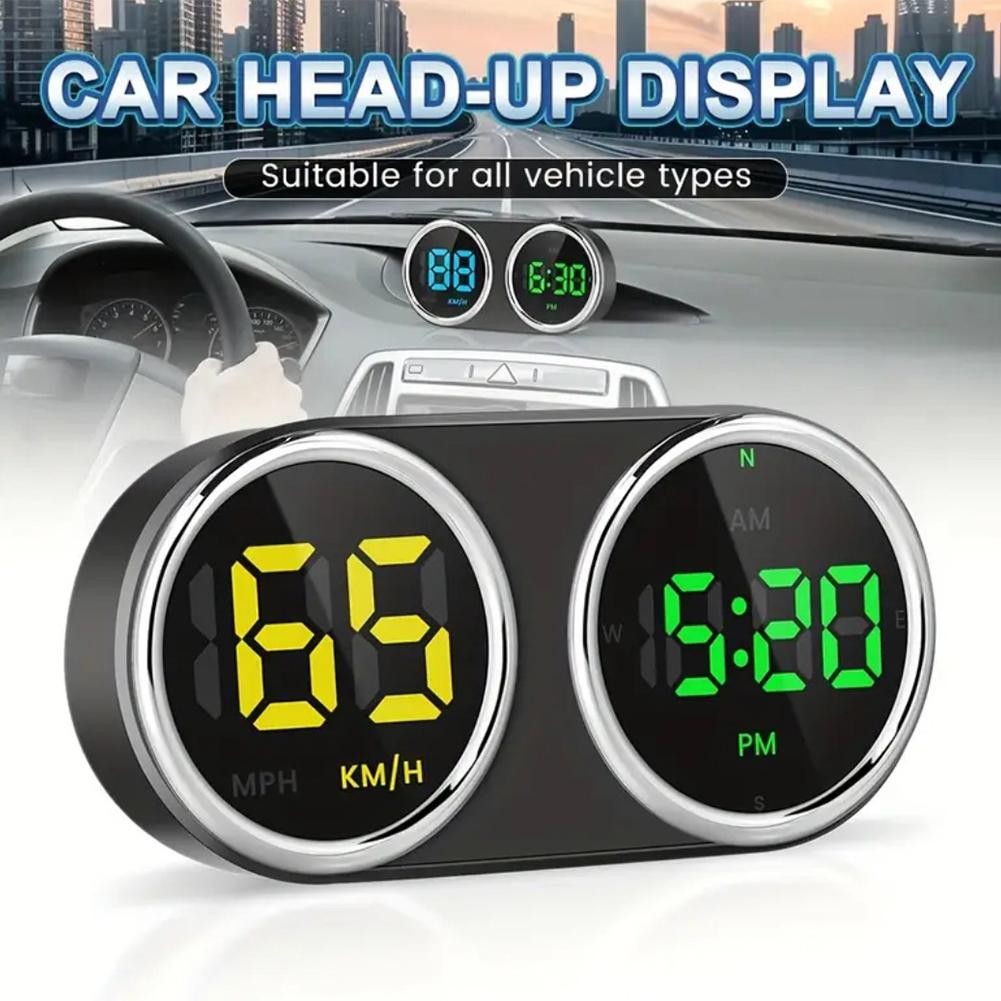 2025 Newest GPS Digital Speedomter Time Clock GPS HUD Over-speed Alarm ...