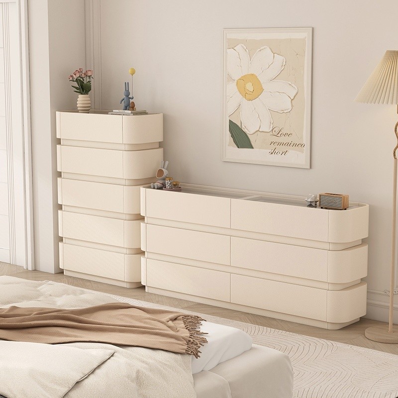 Drawer Cabinet Cream Style Five Barrel Cabinet Locker Modern Light ...
