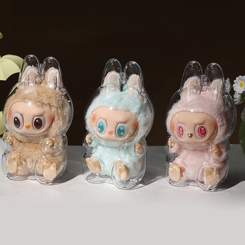 Lovely Transparent Labubu Display Cases Simple Doll Protective ...