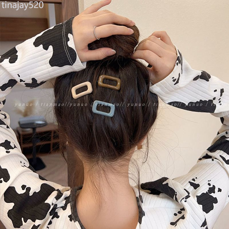 ins Morandi Color Girl Small Hair Clip Bangs Side Broken Hairpin Female ...