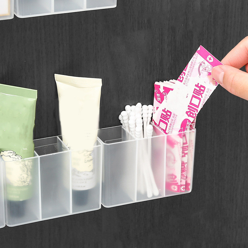 2PCS Wall Mounted 3 Grids Organizer Mirror Cabinet Self-adhesive Small ...