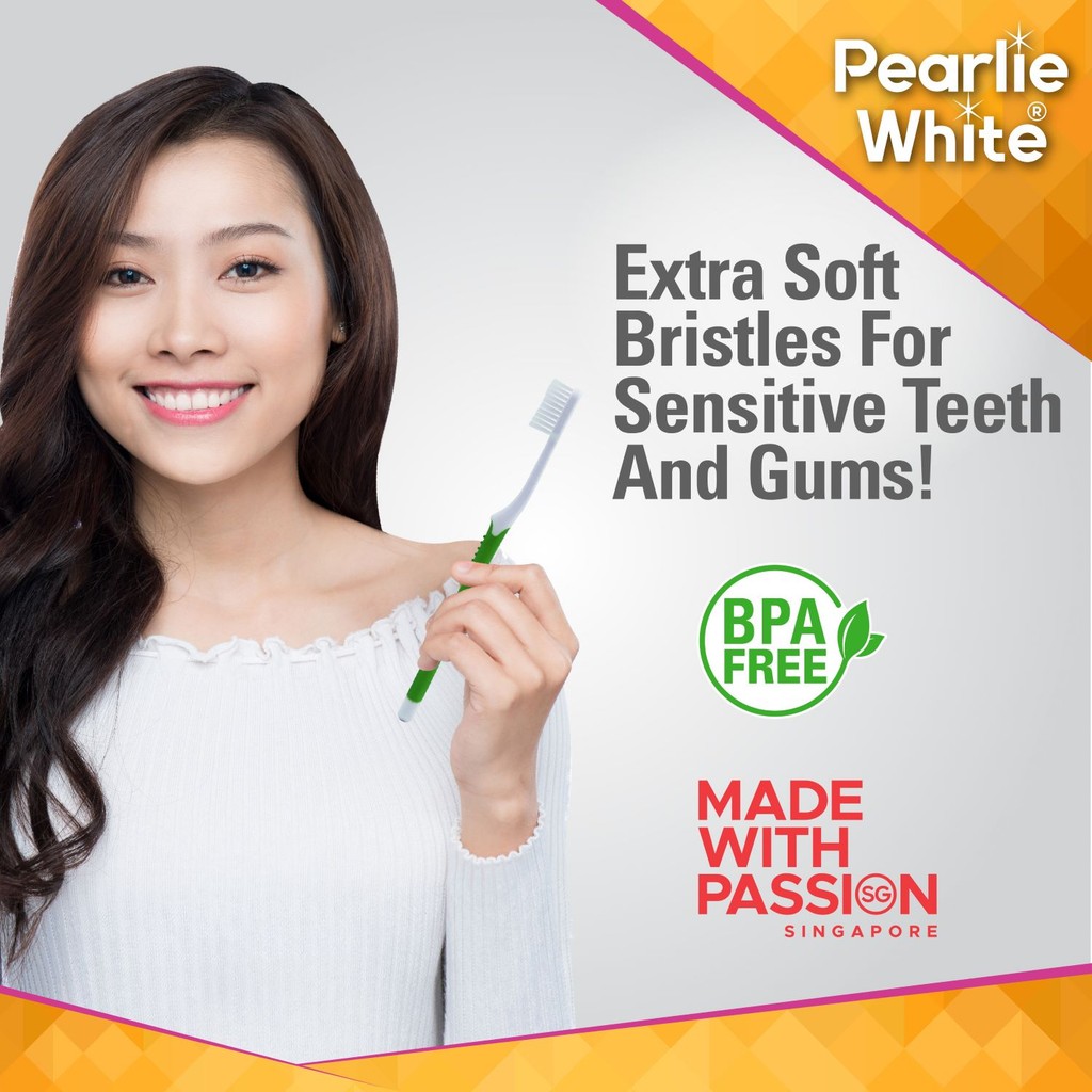 Pearlie White BrushCare Sensitive Extra Soft Toothbrush Triple Pack ...