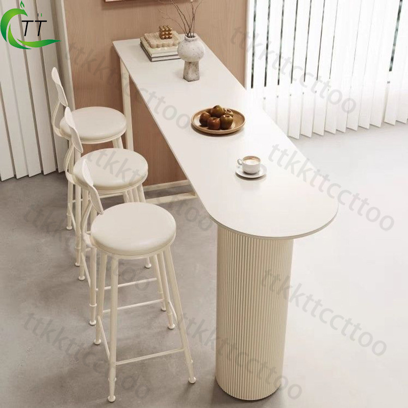Cream Style Pure White Rock Slab Bar Table Modern Simple Open Home ...