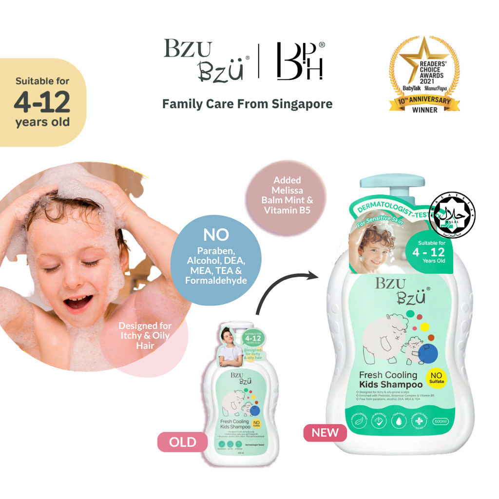 BZU BZU Fresh & Cooling Shampoo 600ml 4-12 years old | Shopee Singapore