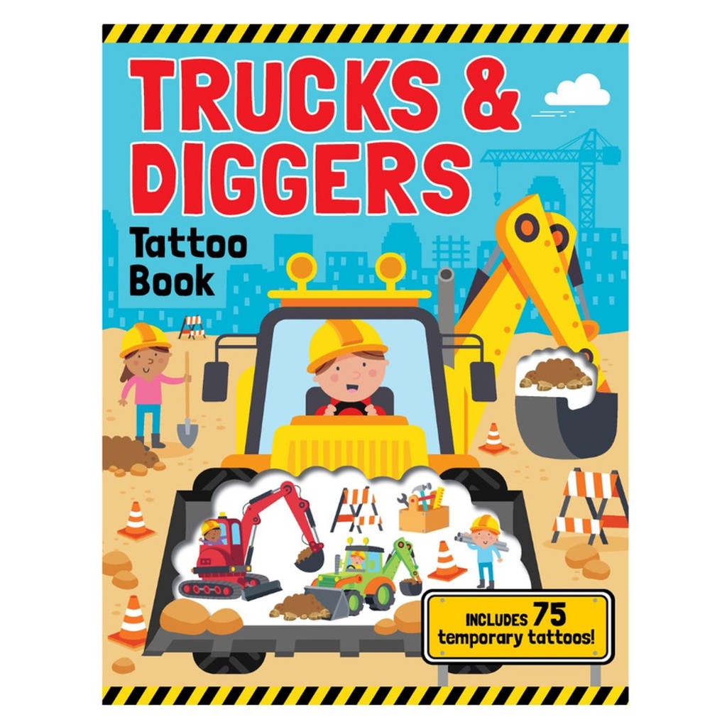 Trucks & Diggers Tattoo Colouring Book For Kids To Color With 75 ...