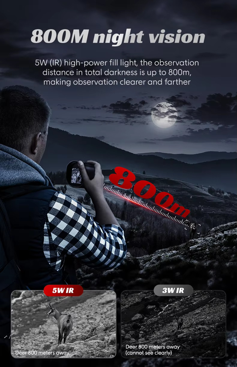 Monocular 800m Night Vision Goggles 10X Digital Zoom 5W Infrared ...