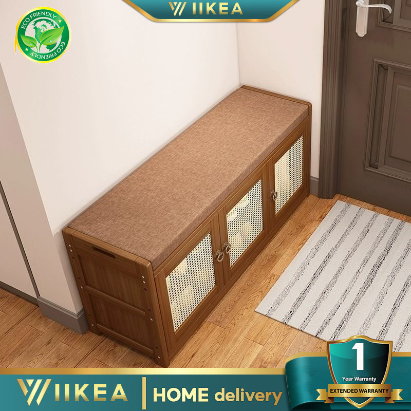 Shoe rack changing rattan woven sitting stool style shoe cabinet can be ...