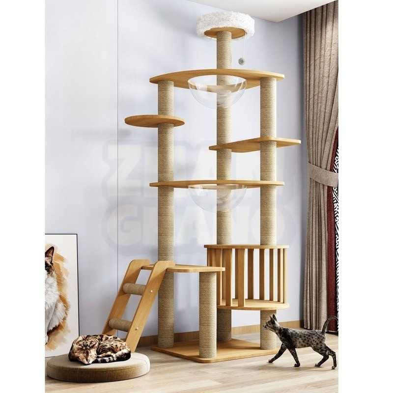 Cat Condo Cat Tree Wooden Spacecraft Integrated Sky Pillar Cat Frame ...