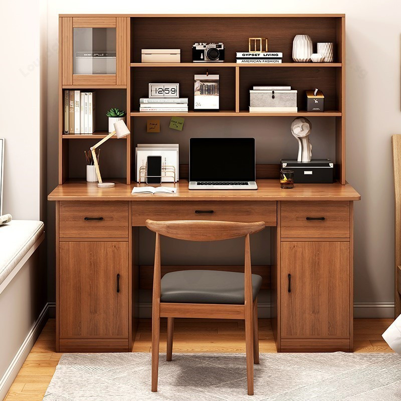 Computer Desktop Office Simple Modern Boss Student Home Desk Bookshelf ...
