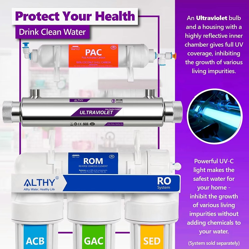 ALTHY UV Water Sterilizer System UV Tube Lamp Ultraviolet Light ...